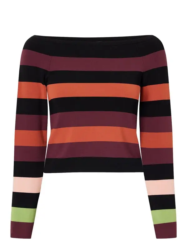 Christopher John Rogers Striped Off-the-shoulder Stretch-jersey Top - Multi