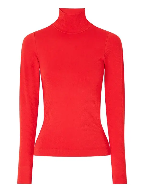 Perfect Moment Ribbed Thermal Modal-blend Turtleneck Base Layer - Red