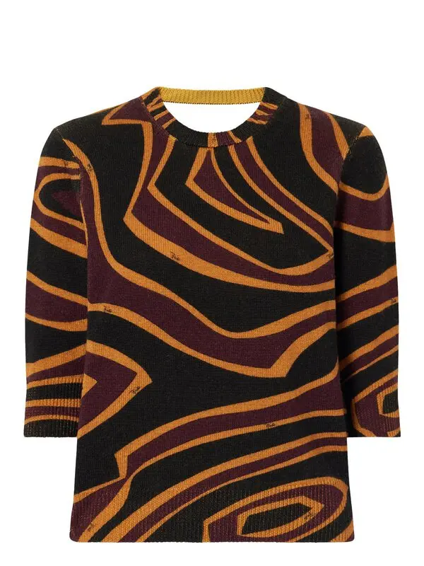 Emilio Pucci Printed Open-back Wool-blend Sweater - Multi
