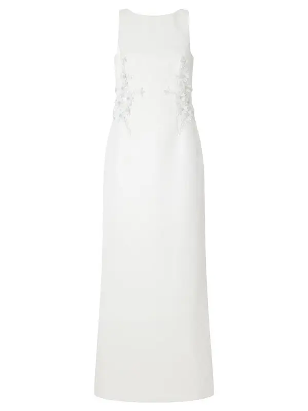 Rebecca Vallance Andre Floral-appliquéd Darted Crepe Gown - Neutrals