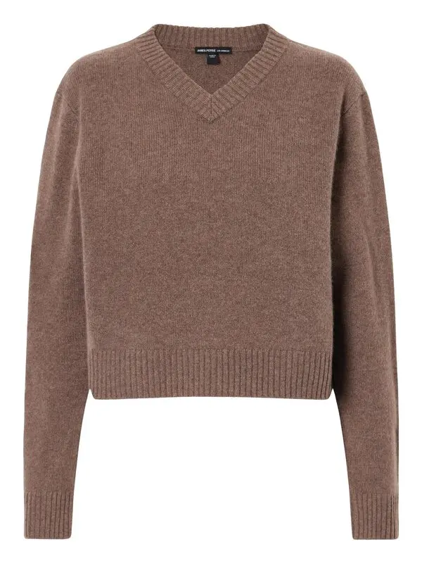 JAMES PERSE Rib-trimmed Cashmere Sweater - Brown