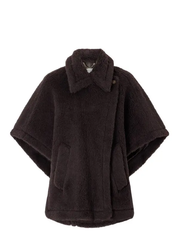 Max Mara Tebe Alpaca, Wool And Silk-blend Fleece Cape - Brown