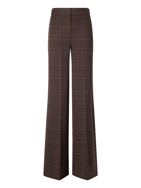 Max Mara Emiro Prince Of Wales Checked Wool And Cotton-blend Twill Wide-leg Pants - Brown