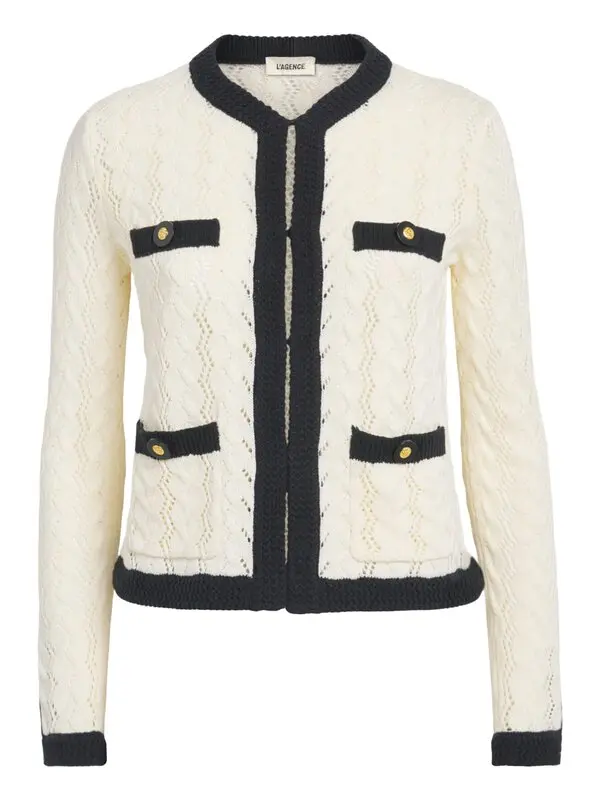 L'Agence Pointelle Zephyra Cardigan - Ivory