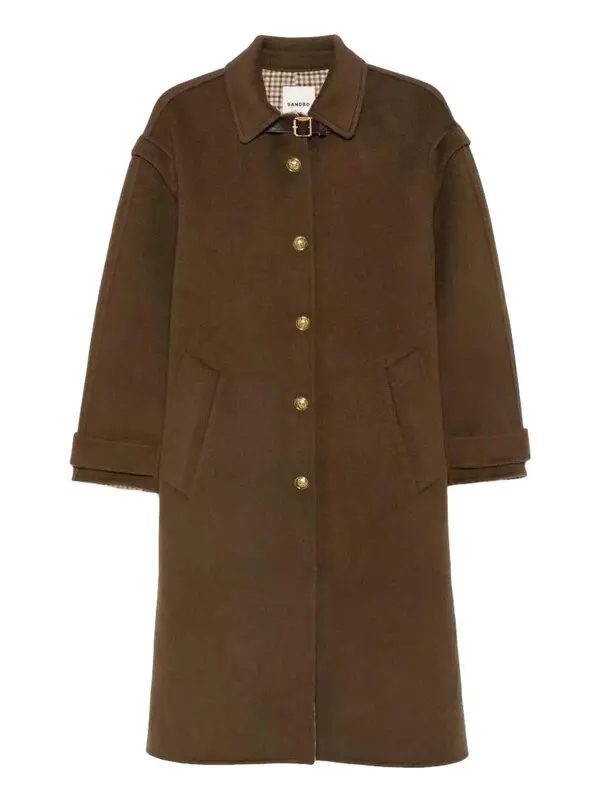 Sandro Button-up Wool Coat - Brown