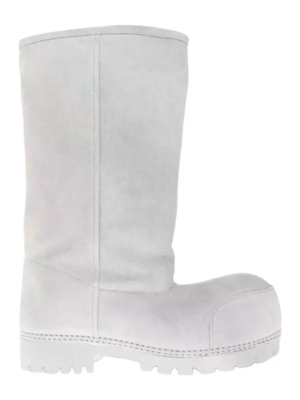 Balenciaga Alaska Fur High Boots In Ciel - Grey