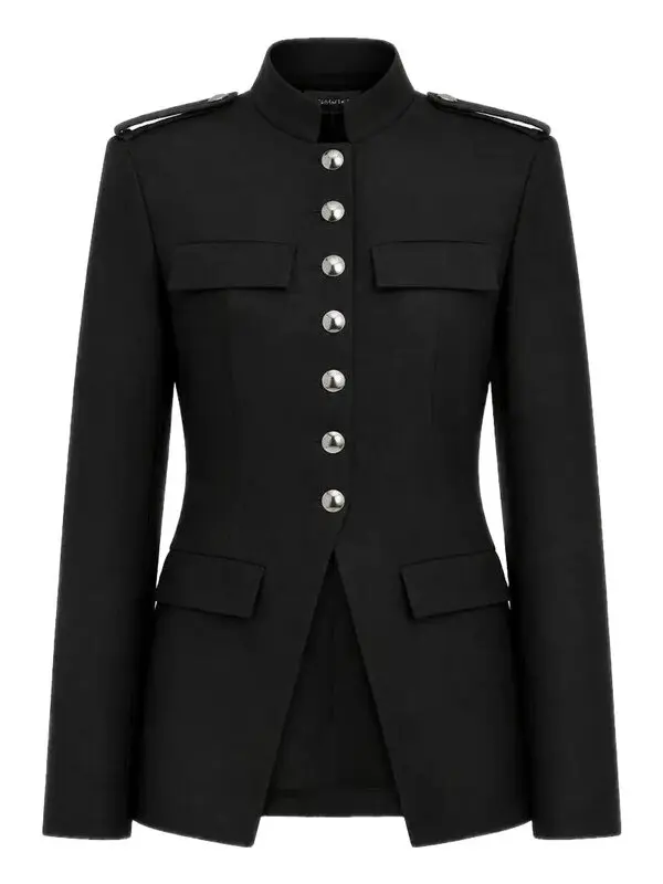 NICHOLAS Button-up Epaulette-detail Jacket - Black