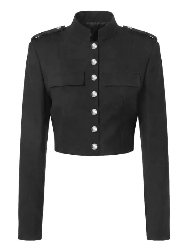 NICHOLAS Cropped Epaulette-detail Jacket - Black