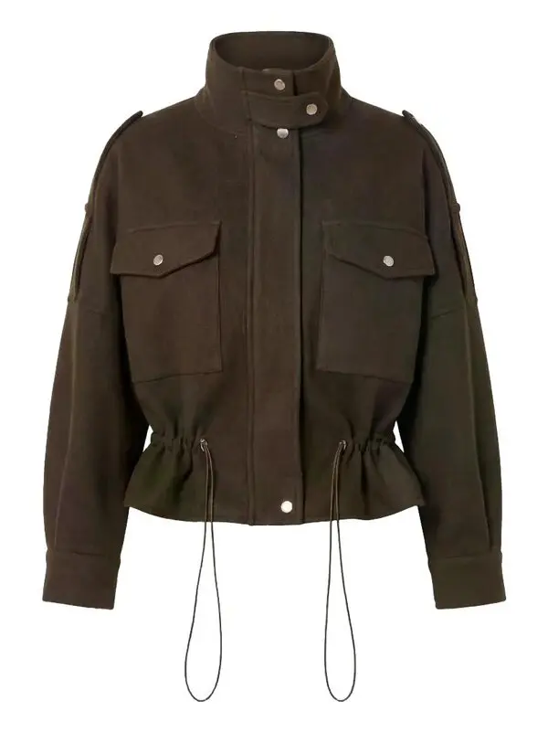 NICHOLAS Drawstring-waist Pocket-detail Jacket - Green
