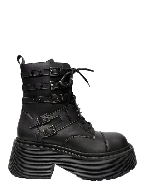ALTERCORE Abyss Spiked Buckled Boots - Black