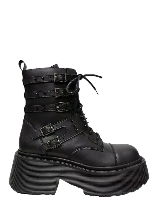 ALTERCORE Abyss Spiked Buckled Boots - Black