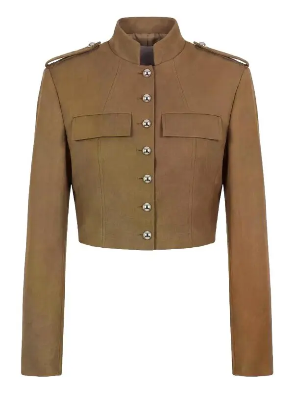NICHOLAS Cropped Epaulette-detail Jacket - Brown