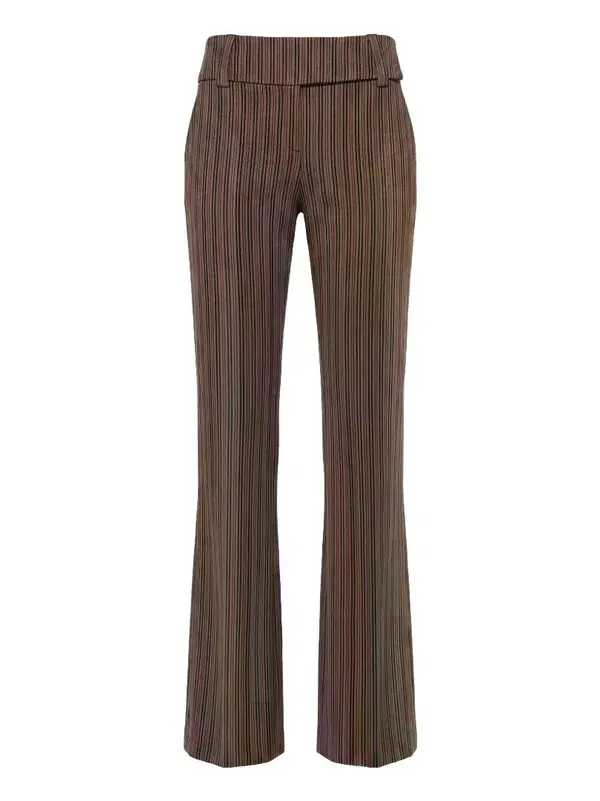 NICHOLAS Stripe-print Flared Trousers - Brown