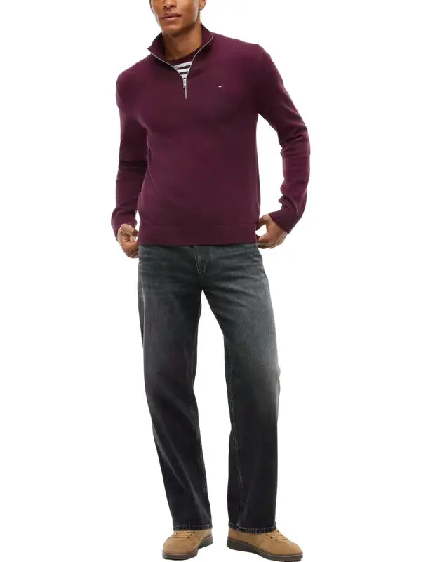 Tommy Hilfiger Quarter-zip Knitted Sweater - Red