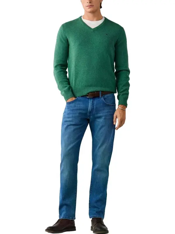 HACKETT  V-neck Wool Sweater - Green