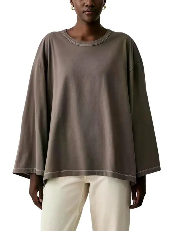 American Vintage Fizvalley Contrast-stitch Long-sleeve T-shirt - Brown