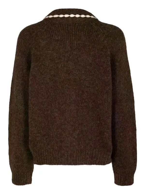 The Great. Crochet-trim Collar Cardigan - Brown
