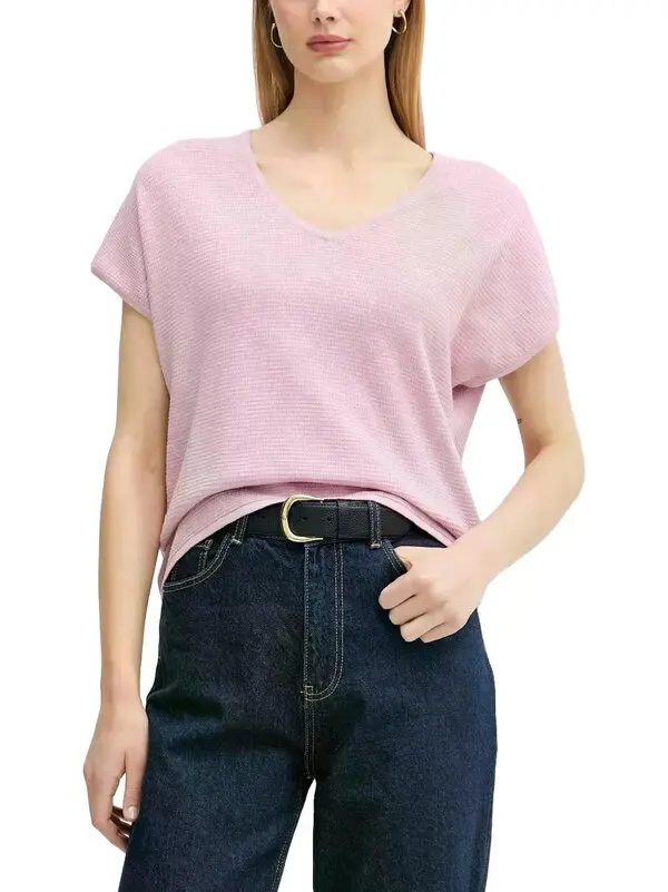 BENETTON V-neck Knitted T-shirt - Pink