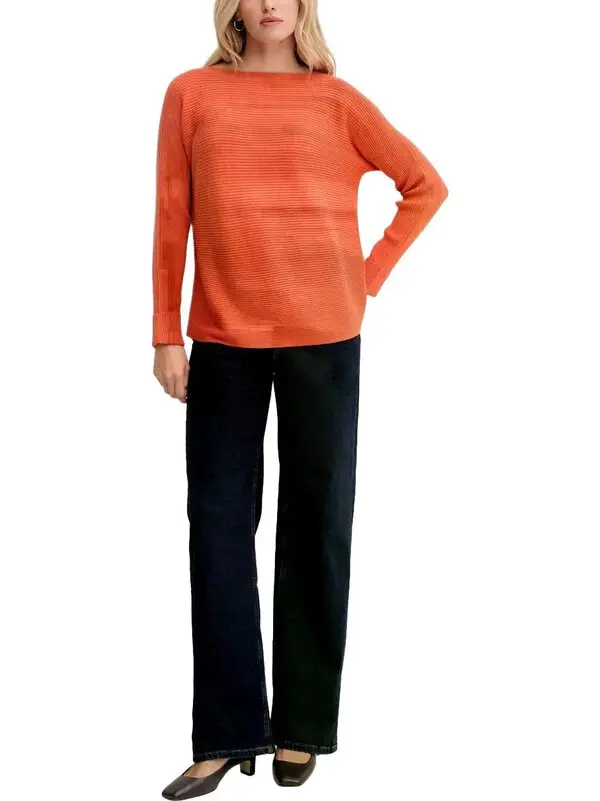 BENETTON Ribbed-knit Boat-neck Sweater - Orange