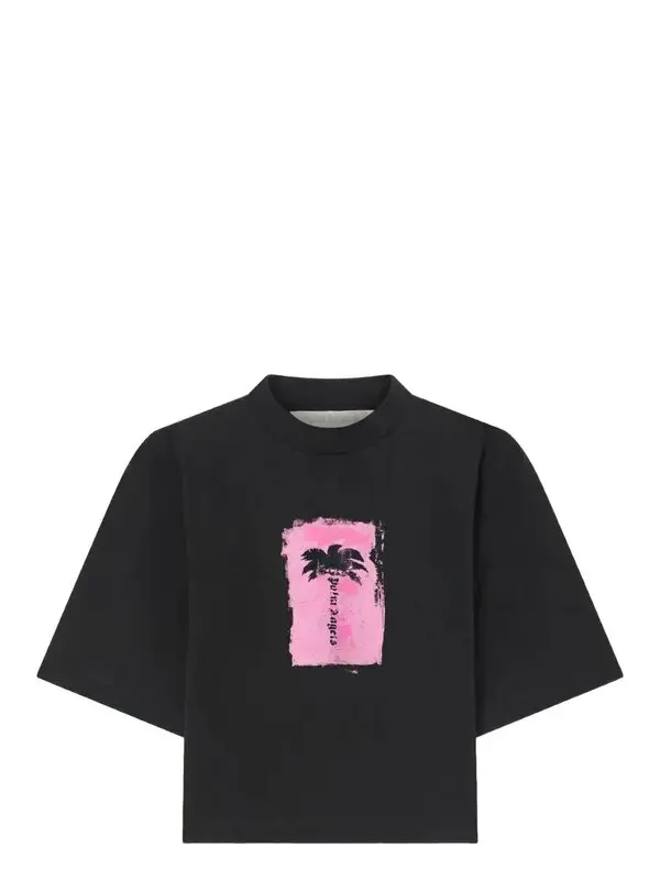 Palm Angels Brushed Palm Tree Box T-shirt - Black