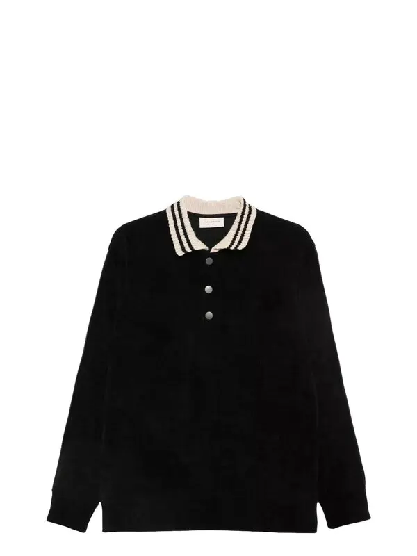 YES LONDON Striped-collar Sweatshirt - Black
