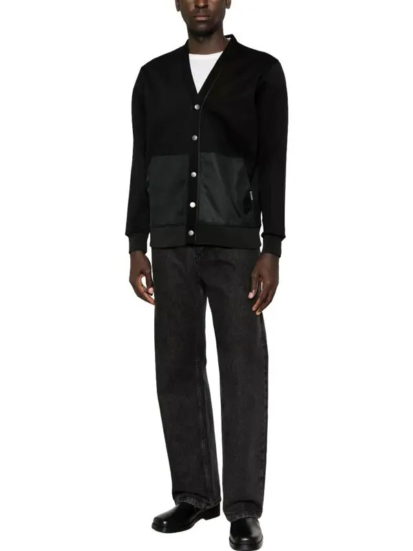 YES LONDON Contrast-panel Press-stud Cardigan - Black