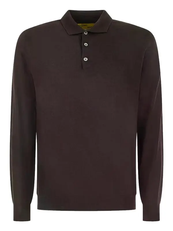 CUSTOMER LOVERS Long-sleeve Polo Shirt - Brown