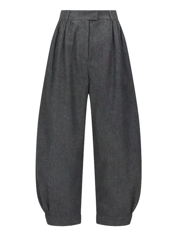 AMOMENTO Shirred Balloon-leg Trousers - Grey
