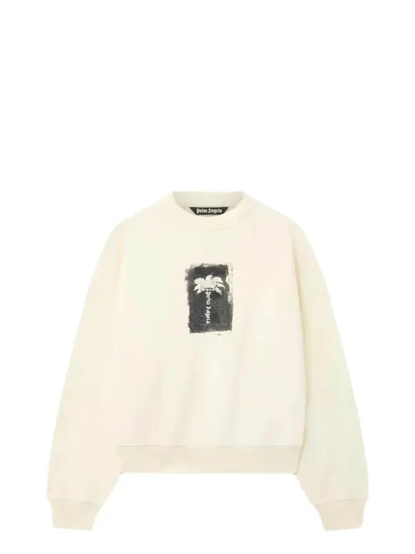 Palm Angels Brushed Palm Tree Loose Crew Sweatshirt - Neutrals