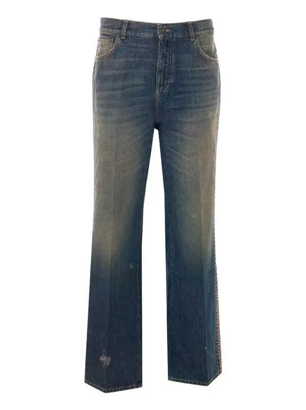 Amiri Ma Fit Embellished Stripe Jeans - Blue