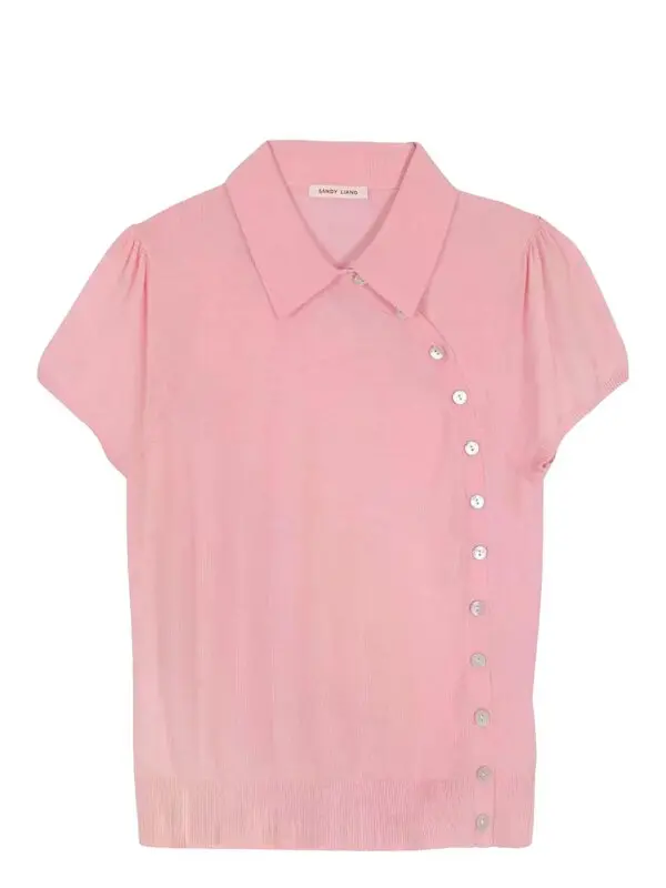 Sandy Liang Birdie Asymmetric-fastening Top - Pink
