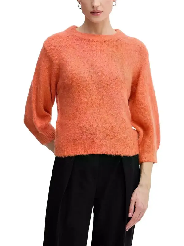 BENETTON Brushed-knit Three-quarter Sleeve Sweater - Orange