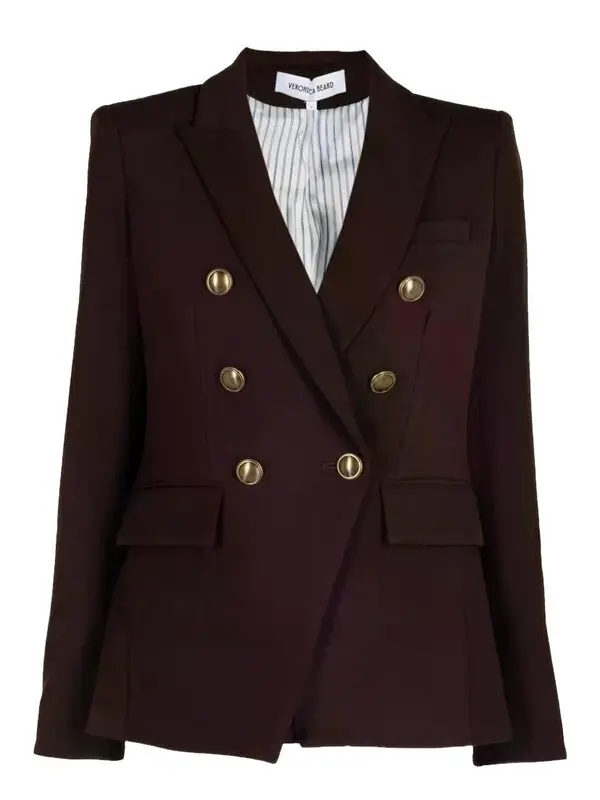 Veronica Beard Miller Dickey Double-breasted Blazer - Brown