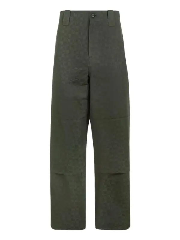 Kenzo Gram Jacquard-logo Straight-leg Trousers - Green