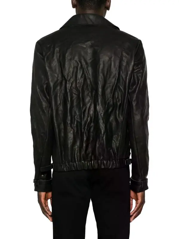 MA+ Buckled Leather Jacket - Black