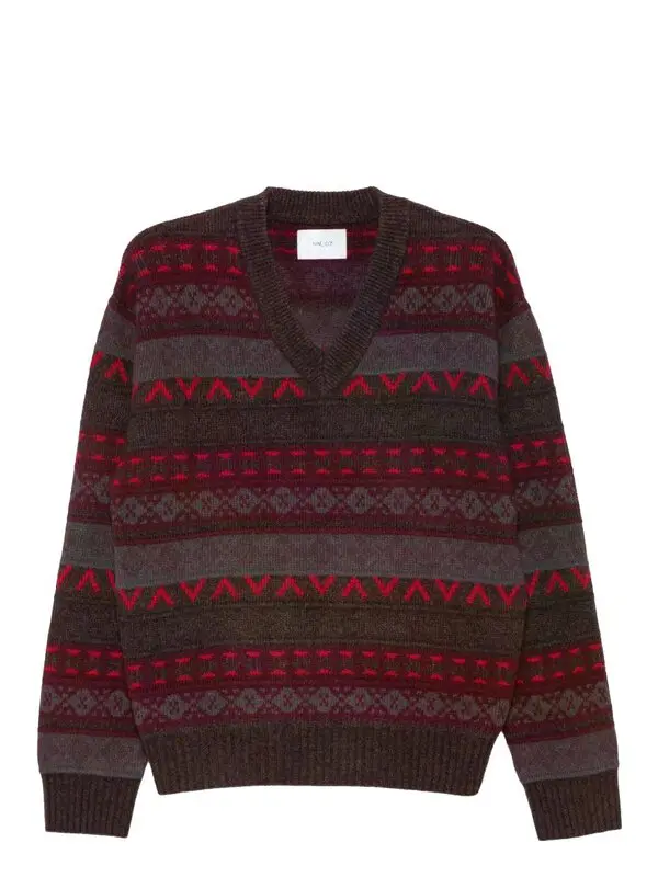 Nn07 Tobias Fair Isle V-neck Sweater - Red