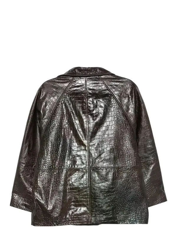 ALYSI Croc-effect Leather Jacket - Brown