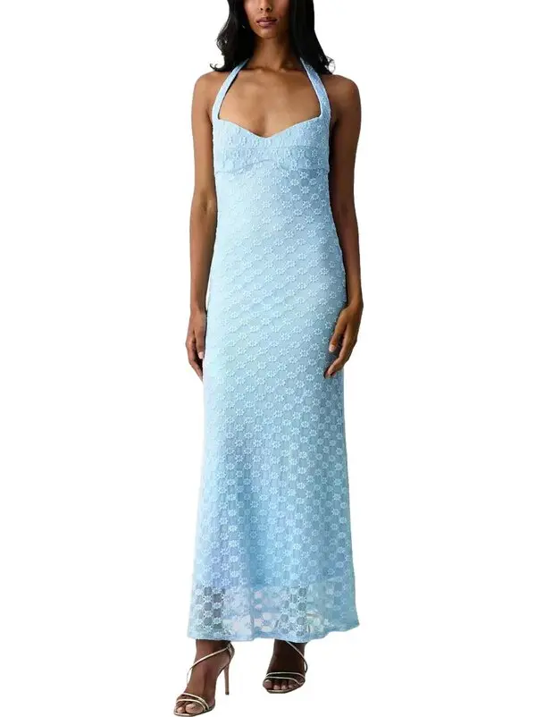 Bardot Mariko Floral-lace Halterneck Maxi Dress - Blue