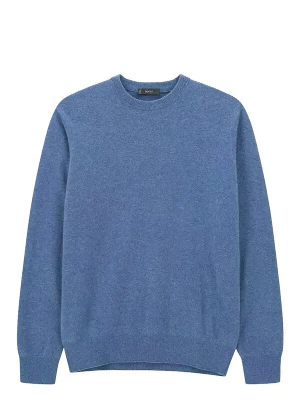 Boggi Milano Crewneck Jumper In Wool And Cashmere - Blue
