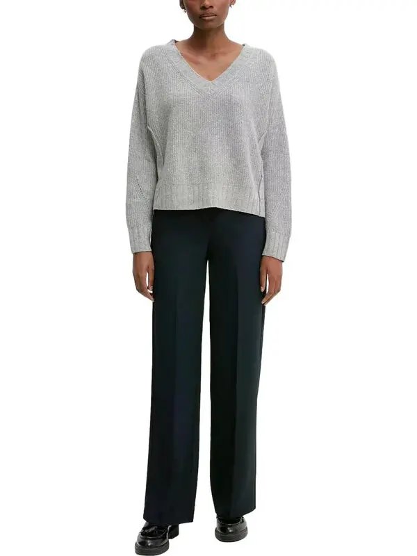 BENETTON Ribbed-knit V-neck Sweater - Grey