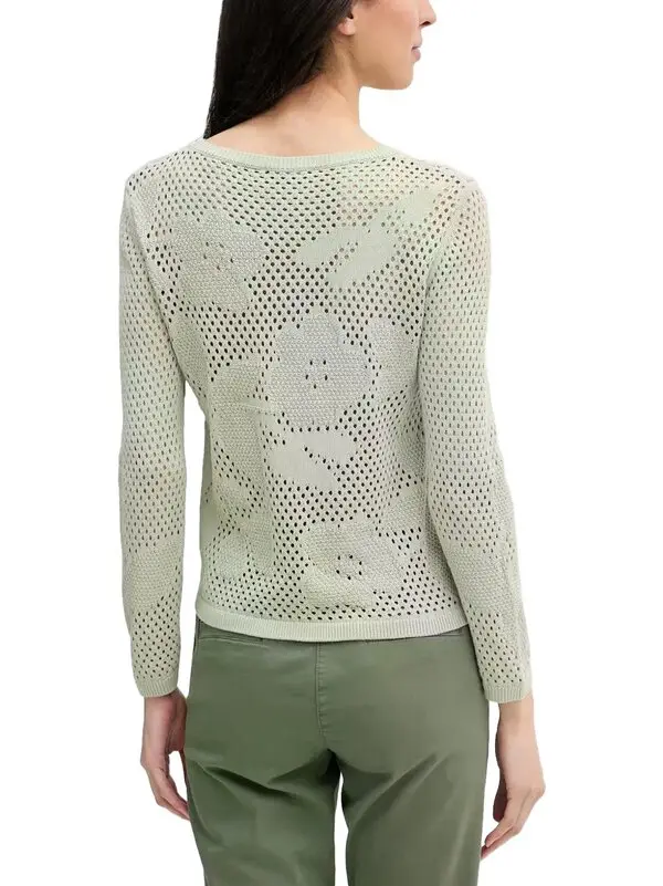 BENETTON Floral-intarsia Open-knit Sweater - Green