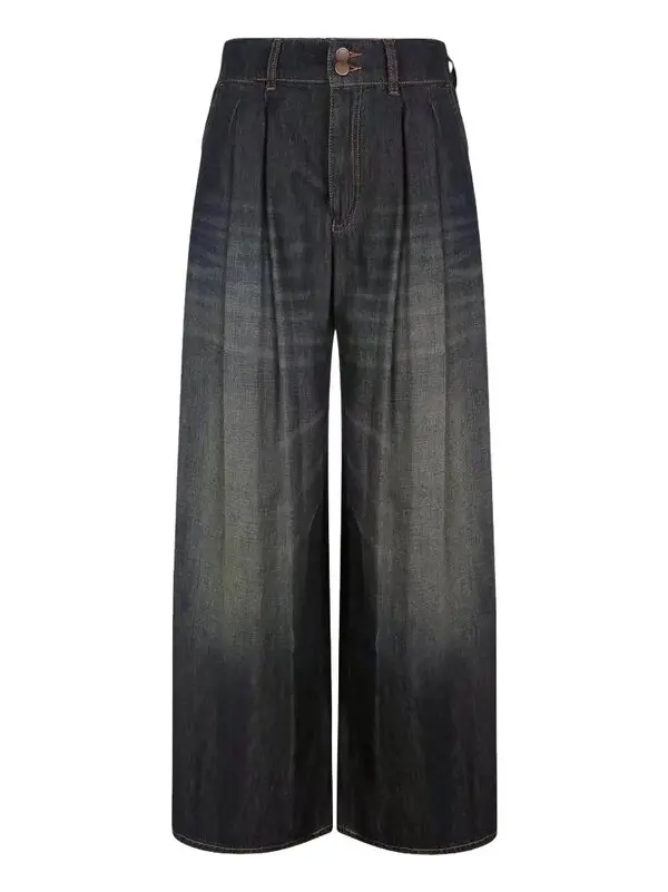 Emporio Armani Pleated Whiskered Jeans - Blue