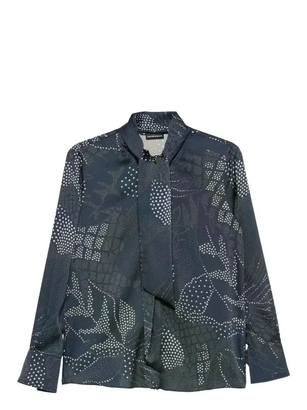 Emporio Armani Polka-dot Tie-neck Shirt - Blue