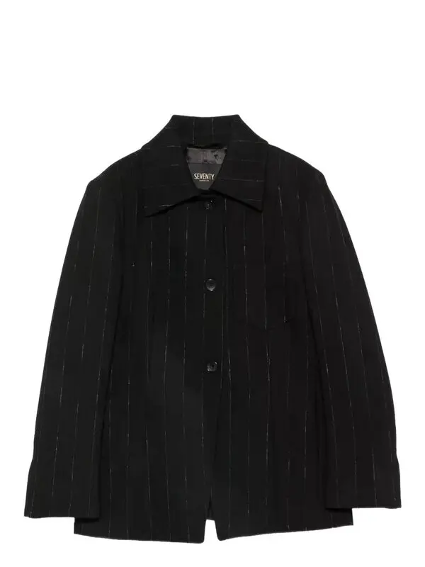 Seventy Pinstripe-print Chest-pocket Jacket - Black