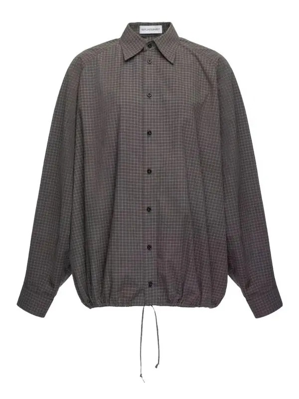 SITUATIONIST Check-pattern Drawstring-hem Shirt - Grey