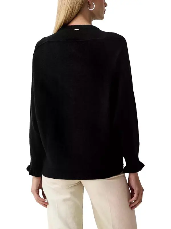 TWINSET Ruffled-cuff Crew-neck Sweater - Black