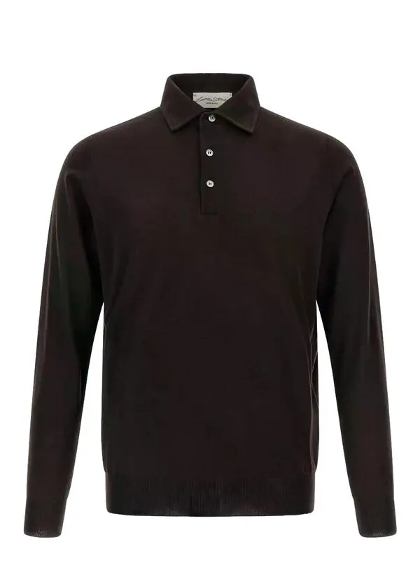 LARMERI STUDIO Long-sleeved Knitted Polo Shirt - Brown