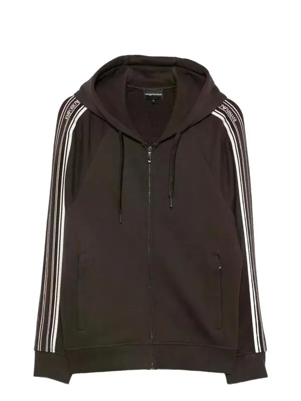 Emporio Armani Side-stripe Raglan-sleeve Hoodie - Brown