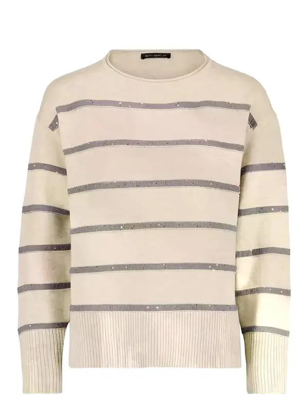 BETTY BARCLAY Sequin-embellished Striped Sweater - Neutrals