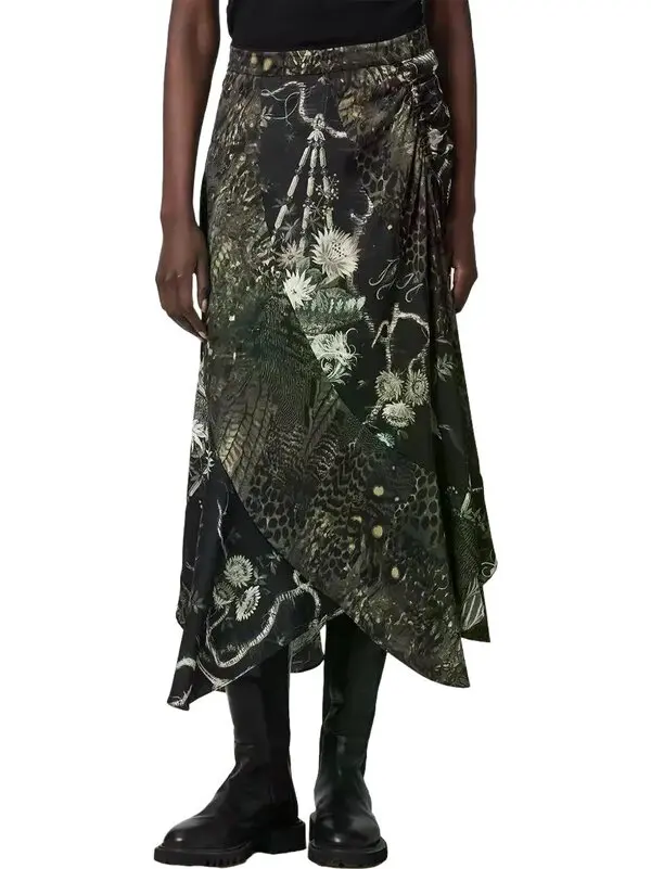 ALLSAINTS Arleen Animal-print Midi Skirt - Black